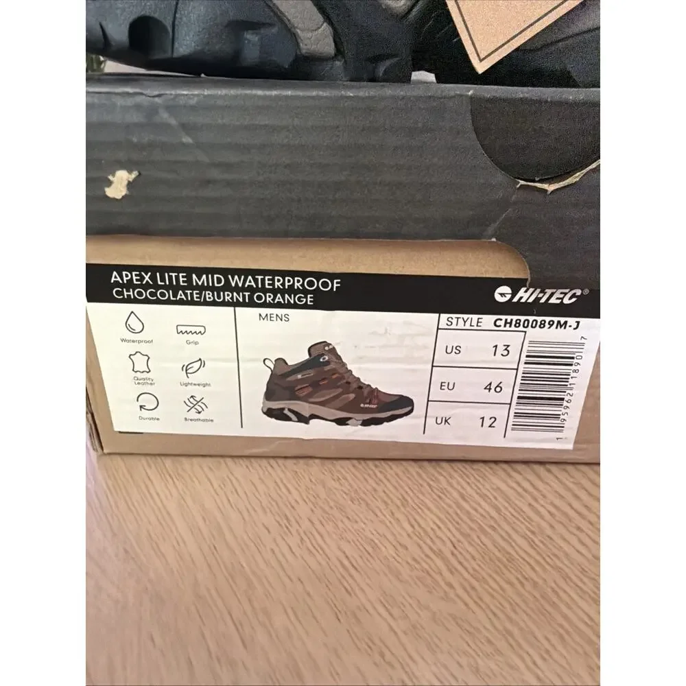 Hi-Tec | Shoes | Hitec Apex Lite Mid Waterproof Mens 3 Chocolate Burnt ...